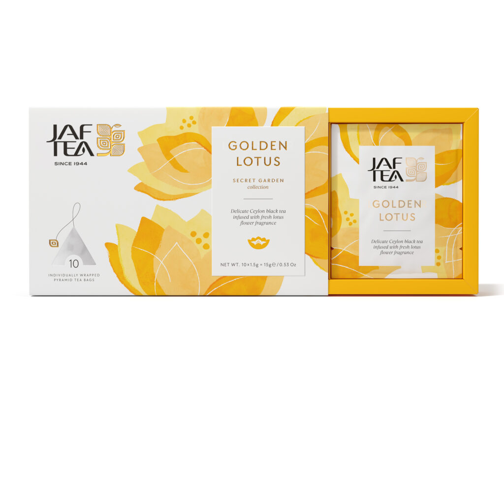 GOLDEN LOTUS – 10 Individually Wrapped Pyramid Tea Bags